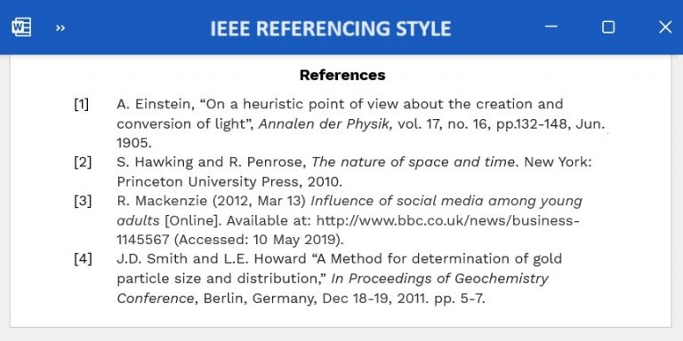 IEEE Referencing Style and Citation Examples