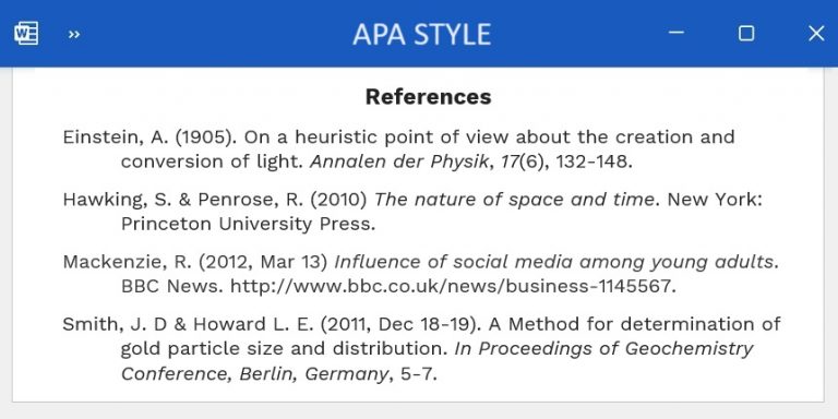 APA Referencing Style and Citation Examples